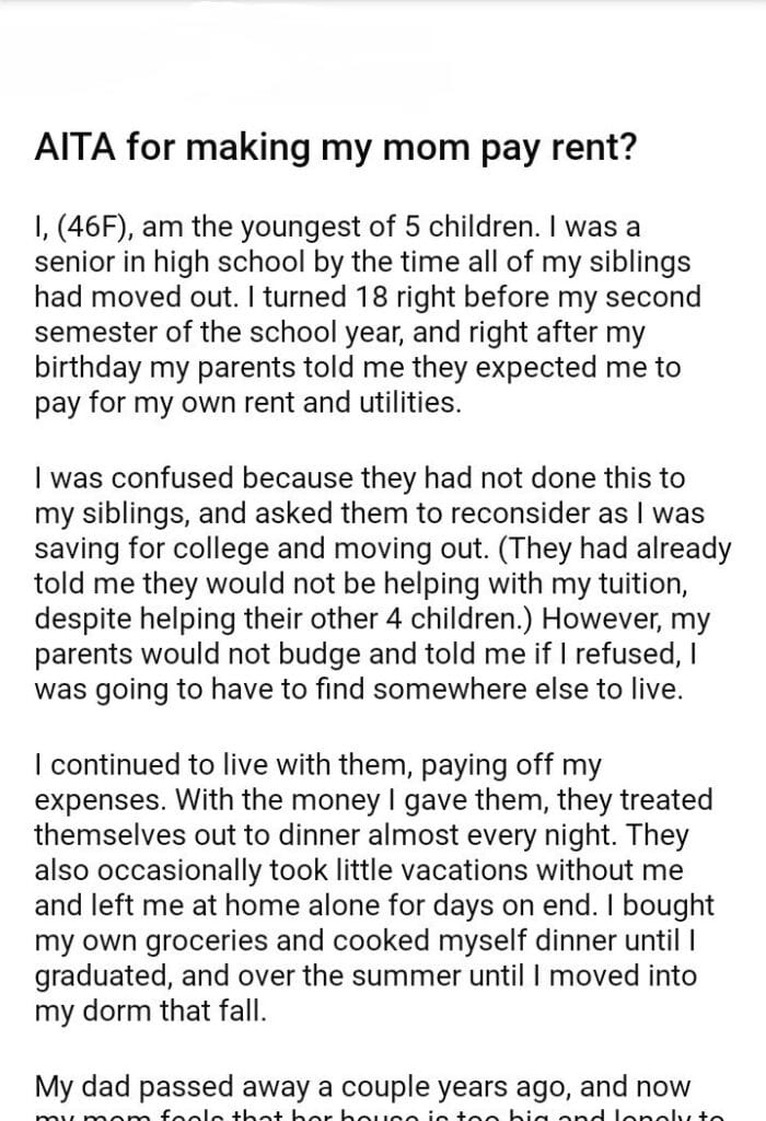 AITA for making my mom pay rent? – DJOTD.com