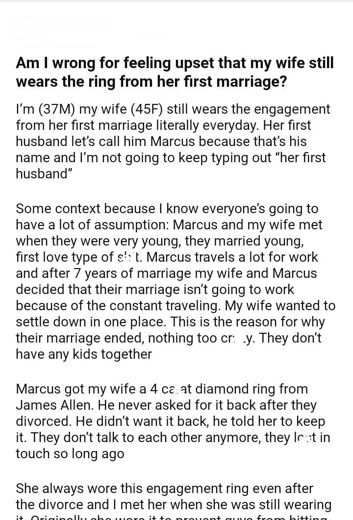 Aita my wife still wears the ring from her first marriage? – DJOTD.com